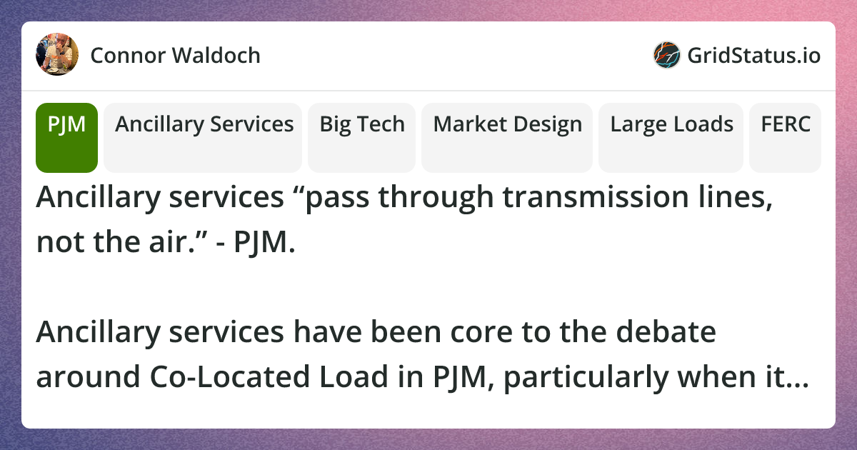 Ancillary services “pass through transmission lines, not the air.