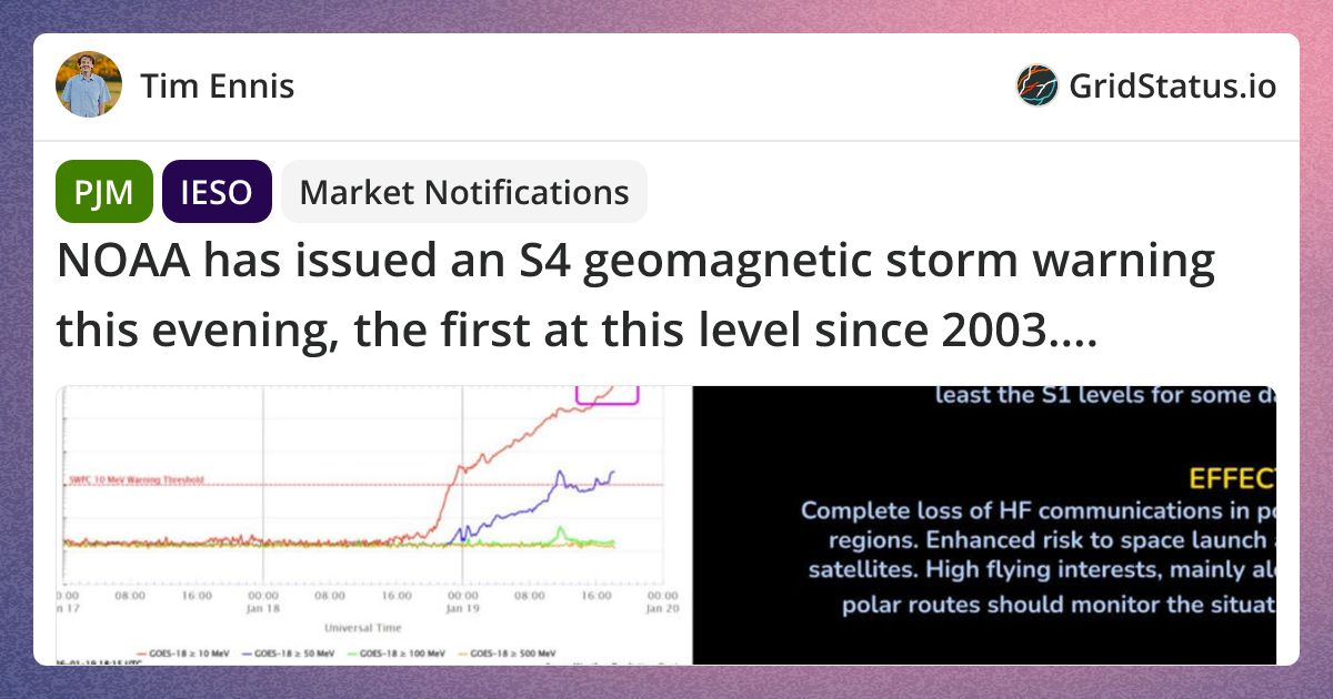 NOAA has issued an S4 geomagnetic storm warning this evening, the first ...
