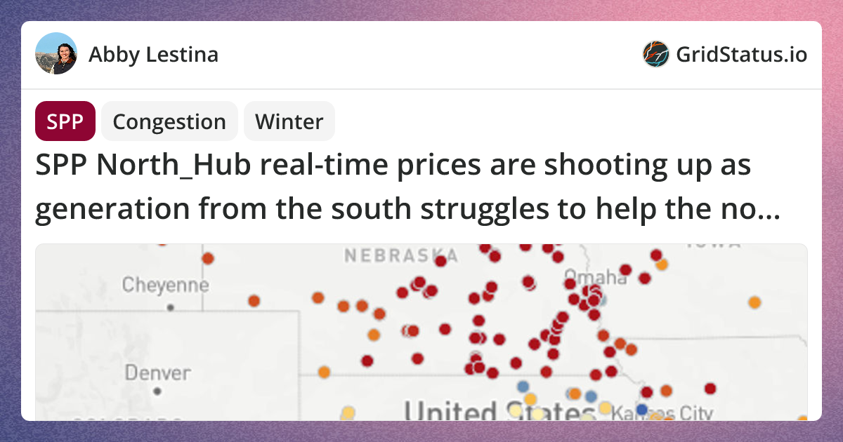 SPP North_Hub real-time prices are shooting up as generation from the south